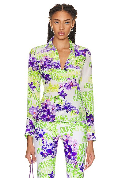 VERSACE Long Sleeve Print Shirt in Multi | FWRD