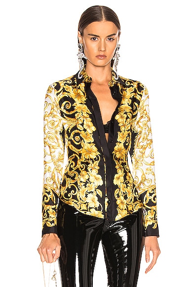 VERSACE Print Shirt in Black & Stampa | FWRD