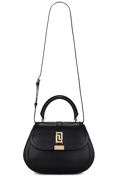 VERSACE Medium Top Handle Bag in Black & Versace Gold | FWRD