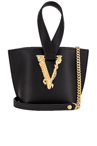 VERSACE Tribute Leather Bag in Black & Gold | FWRD