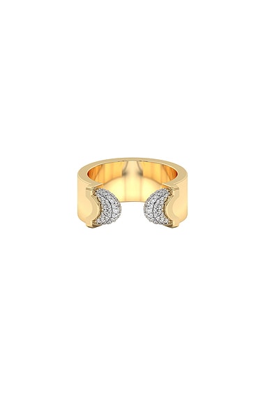 Wyld Box Doppia Luna Ring in 18k Yellow Gold & Pave Diamonds | FWRD