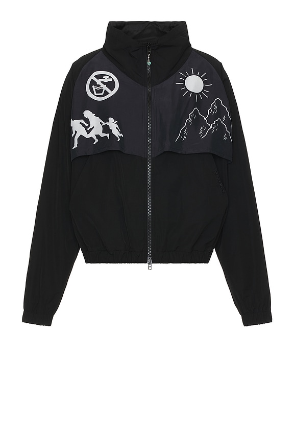 Palm Angels Hawaiian Track Jacket in Black & Red | FWRD Palm Angels Hawaiian Track Jacket in Black & Red | FWRD