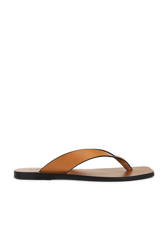 The Row Constance Leather Flat Sandals in Walnut | FWRD The Row Constance Leather Flat Sandals in Walnut | FWRD