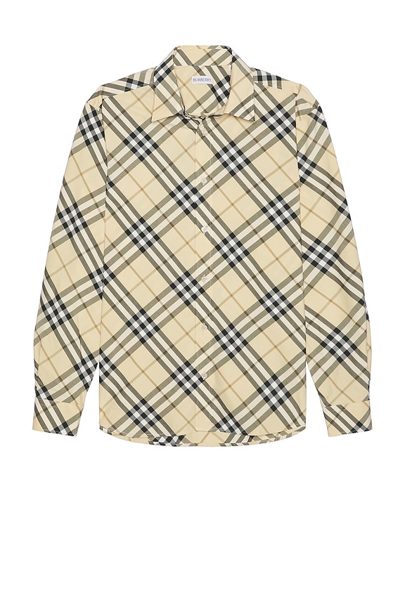 Burberry Long Sleeve Check Shirt in Husk | FWRD Burberry Long Sleeve Check Shirt in Husk | FWRD