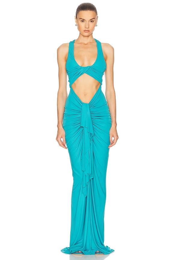 Magda Butrym Cut Out Maxi Dress in Blue | FWRD Magda Butrym Cut Out Maxi Dress in Blue | FWRD