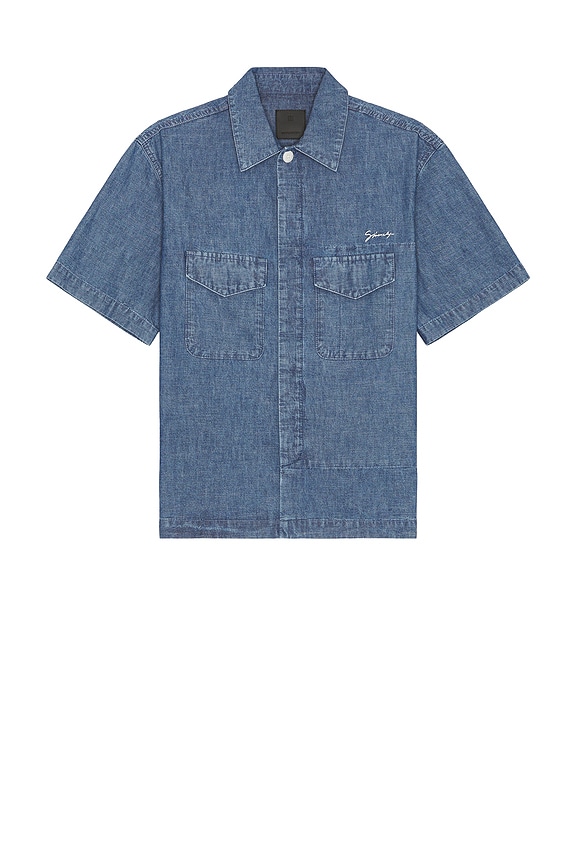 Amiri Sunfaded Baseball Shirt in Perfect Indigo | FWRD Amiri Sunfaded Baseball Shirt in Perfect Indigo | FWRD