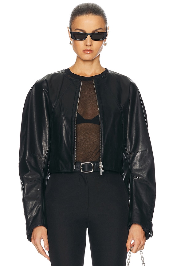 NICHOLAS Frida Vegan Leather Bomber Jacket in Black | FWRD NICHOLAS Frida Vegan Leather Bomber Jacket in Black | FWRD
