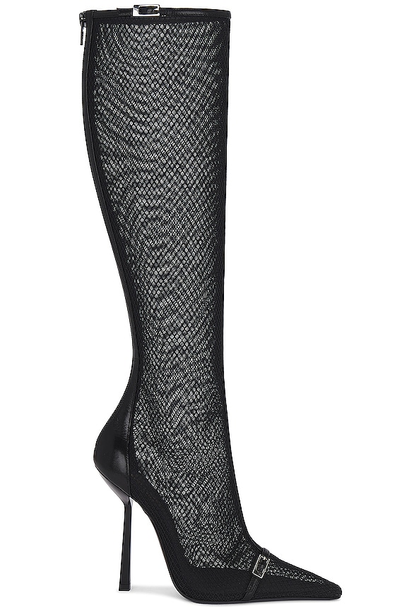 ALAÏA Wedge Over The Knee Boot in Noir | FWRD ALAÏA Wedge Over The Knee Boot in Noir | FWRD