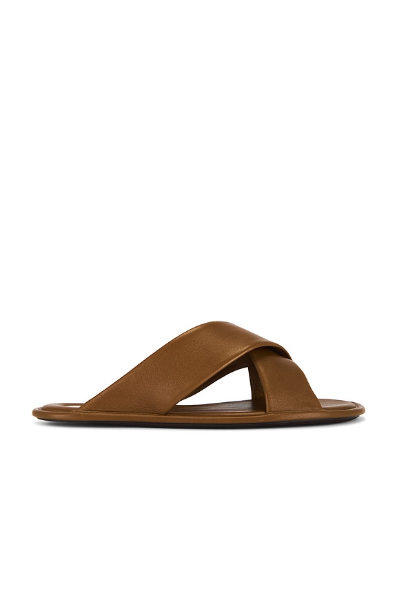 The Row Signum Flat Sandal in Fawn | FWRD The Row Signum Flat Sandal in Fawn | FWRD