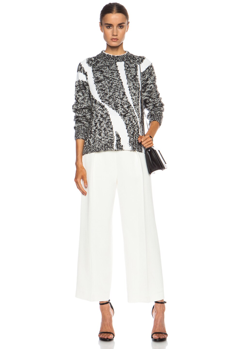 3.1 phillip lim Abstract Stripe Cotton-Blend Sweater in Black & White ...