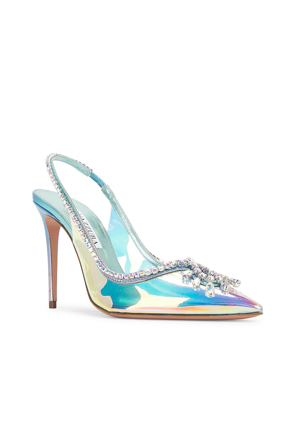 Aquazzura Seduction 105 Crystal Pump in Sky | FWRD