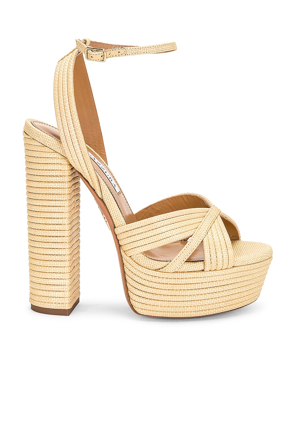 Aquazzura Sundance 140 Plateau Sandal in Natural | FWRD