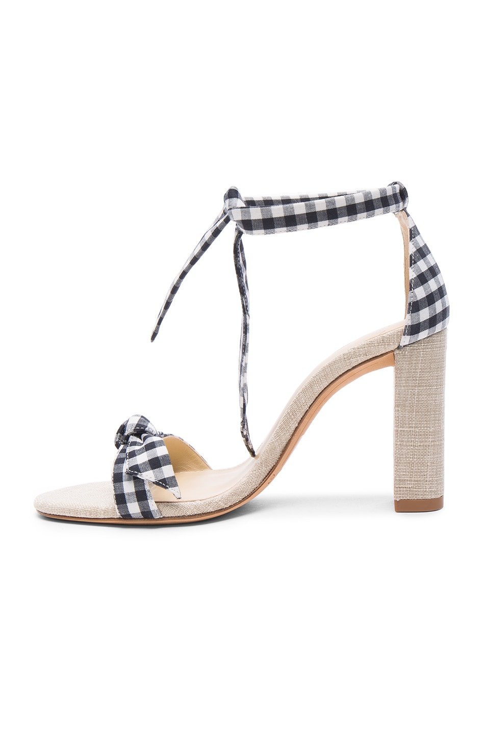 Alexandre Birman Canvas Gingham Clarita Heels in Black & Natural | FWRD