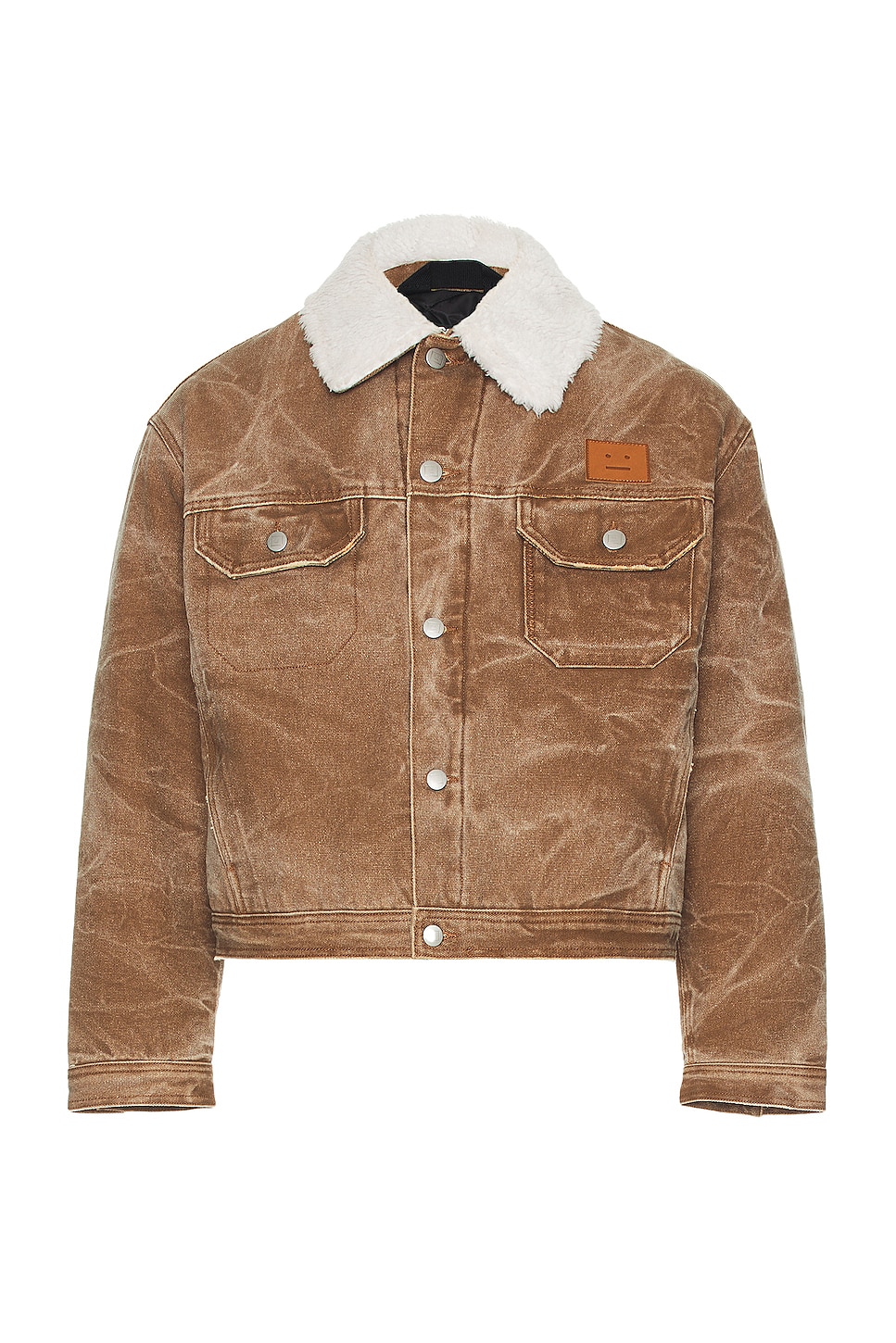 Acne Studios Fleece Collar Jacket in Toffee Brown | FWRD