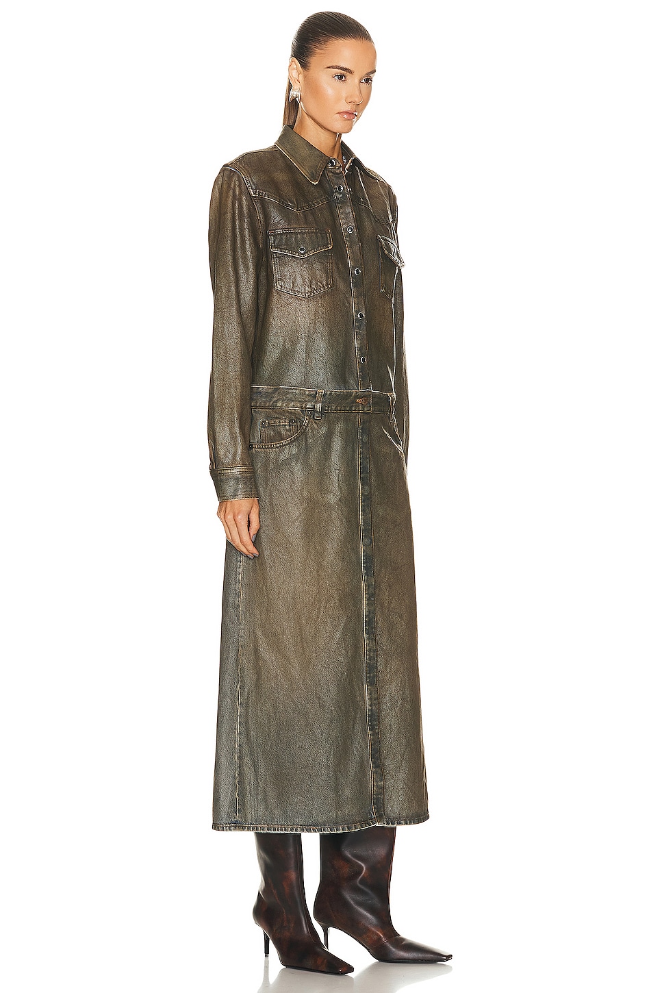 Acne Studios Coat Like Dress in Blue & Beige | FWRD