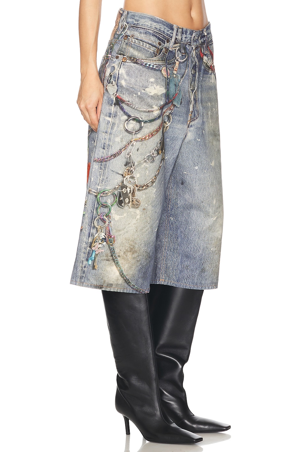 Acne Studios Judda Keychains Denim Short in Mid Blue | FWRD