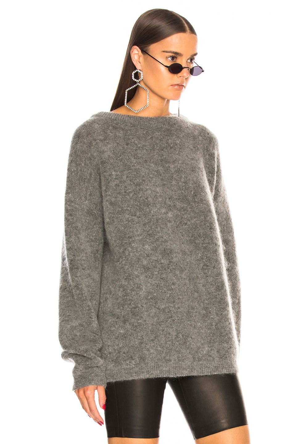 Acne Studios Dramatic Mohair Sweater in Grey Melange | FWRD
