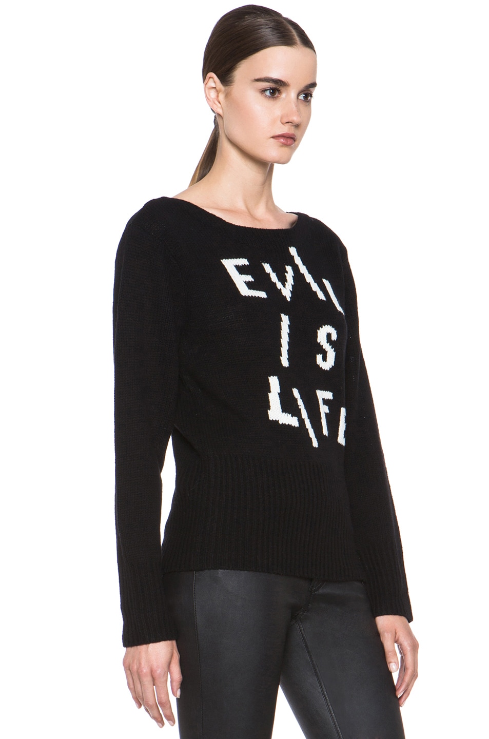 Acne Studios Lupine Wool Front Sweater in Black | FWRD