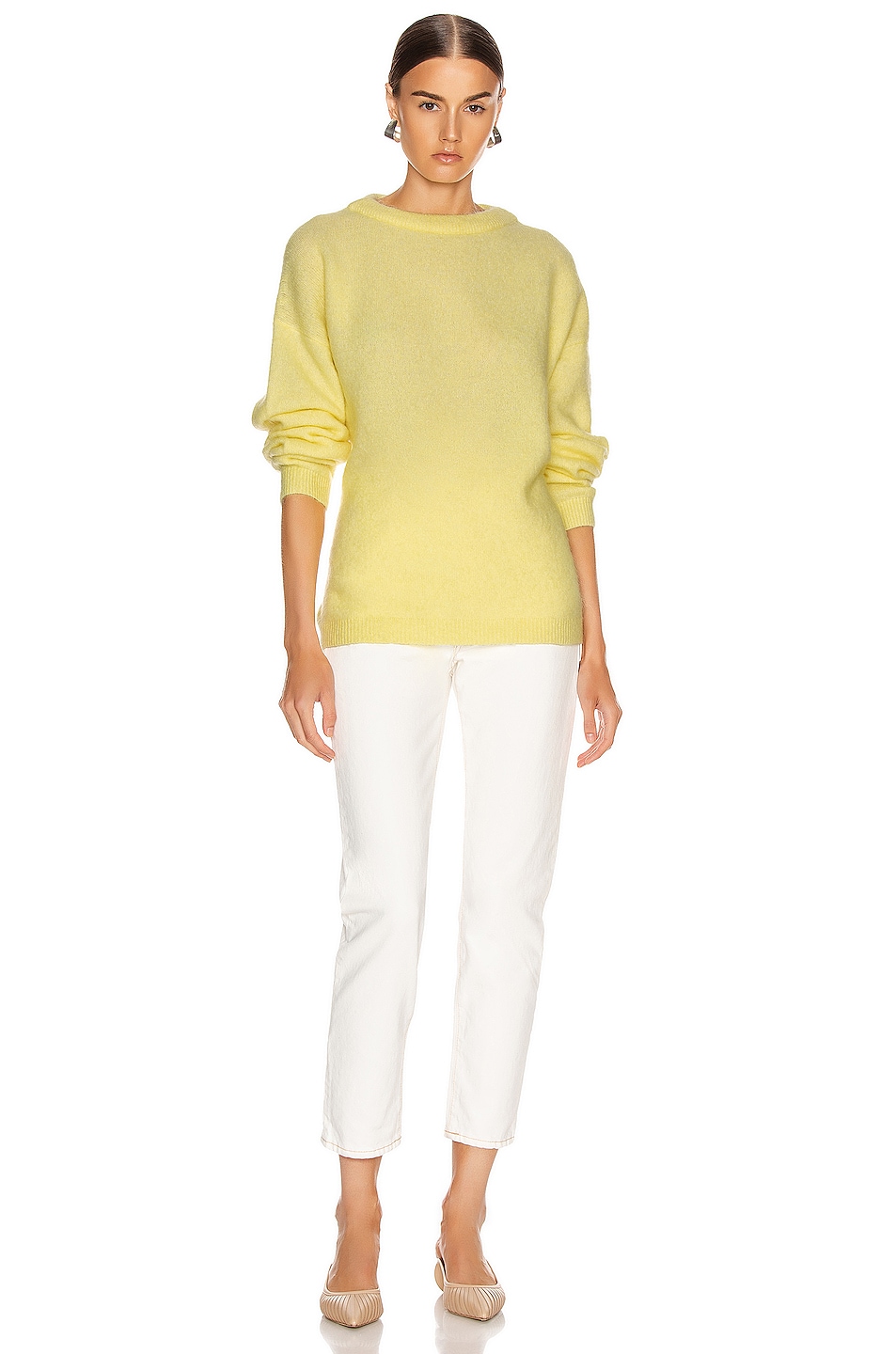 Acne Studios Dramatic Mohair Sweater in Light Yellow | FWRD