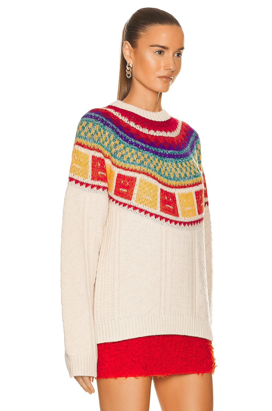 Acne Studios Rainbow Sweater in Oatmeal Melange & Warm Yellow | FWRD