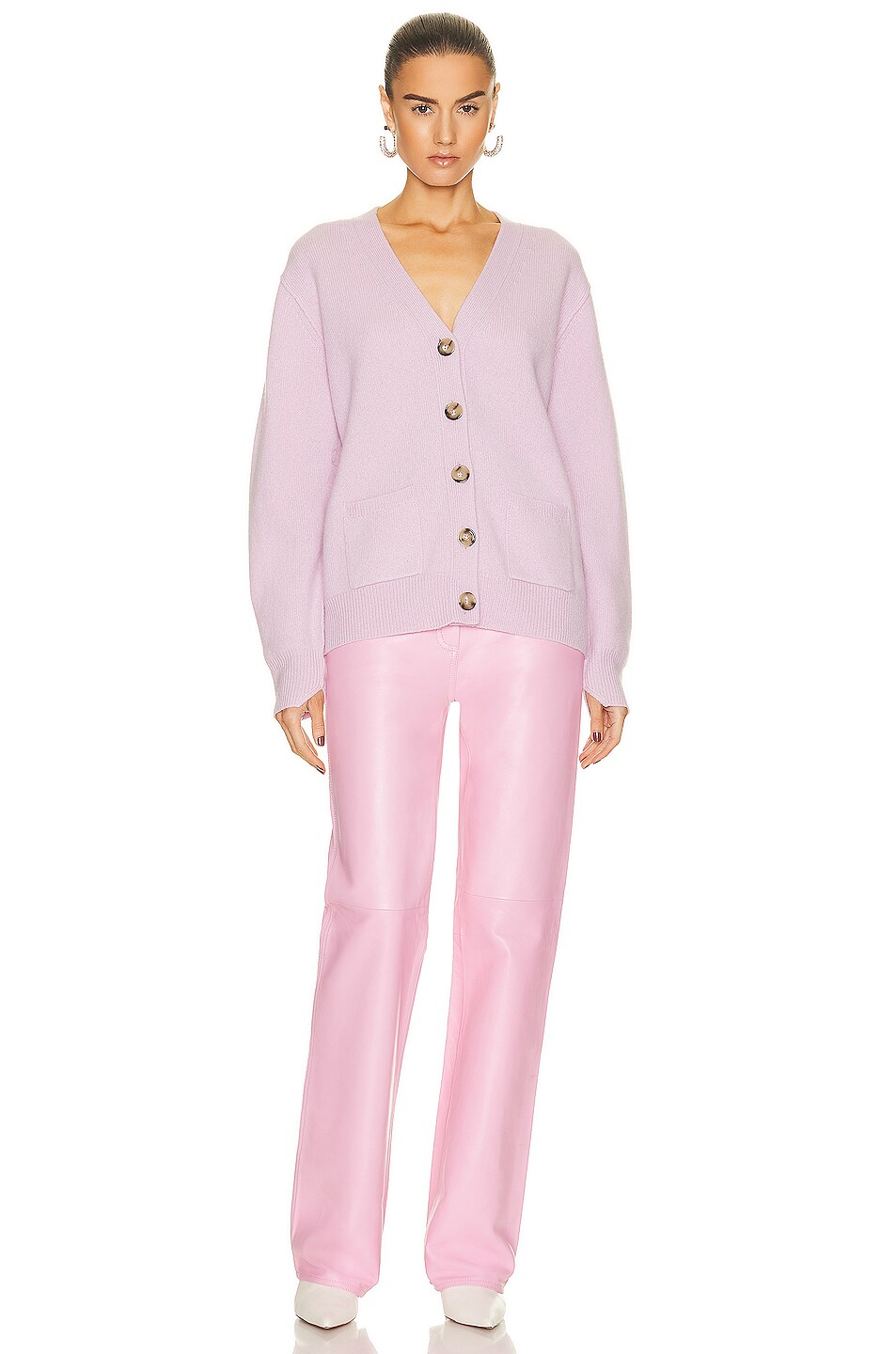 Acne Studios Button Up Cardigan in Pale Lilac | FWRD