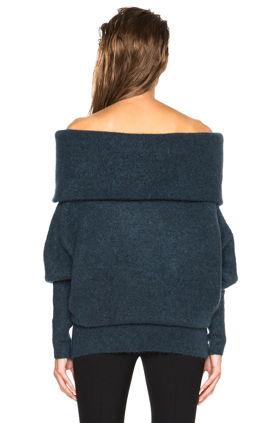 Acne Studios Daze Mohair Off the Shoulder Sweater in Dusty Blue | FWRD