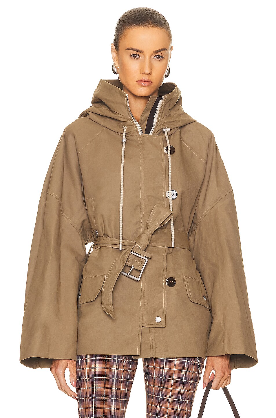 Acne Studios Ozzi Waxed Cotton Jacket in Khaki Green | FWRD