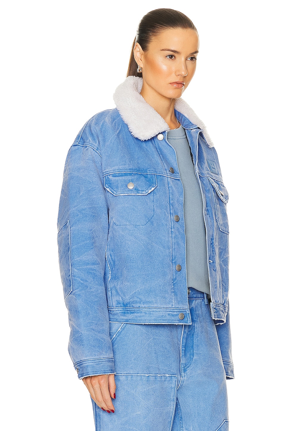 Acne Studios Face Denim Jacket in Powder Blue | FWRD