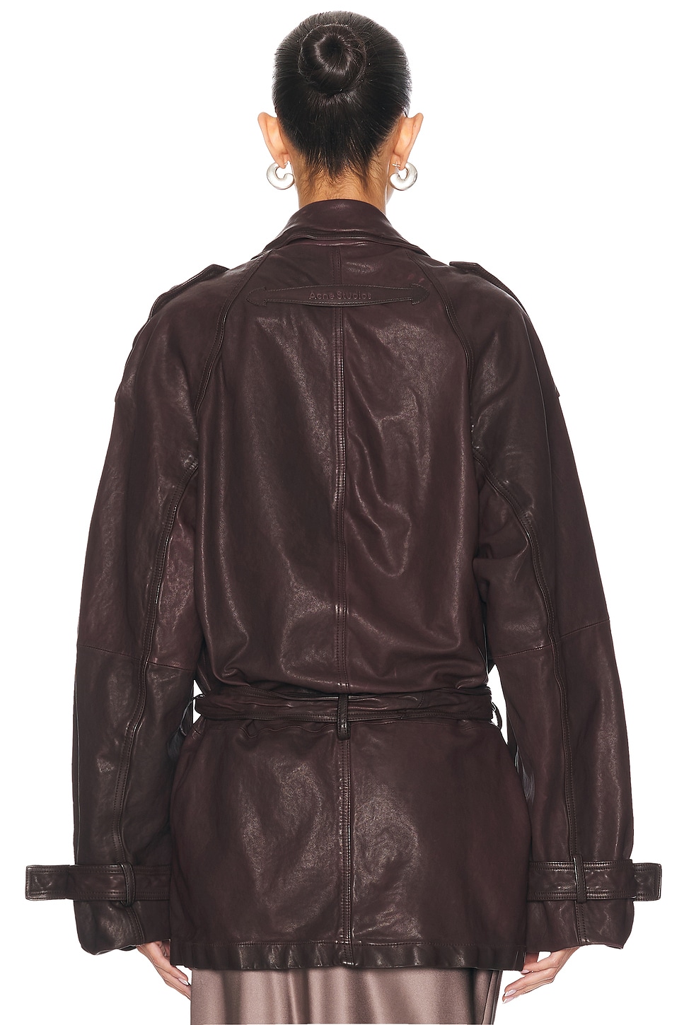 Acne Studios Lolu Leather Jacket in Dark Brown | FWRD