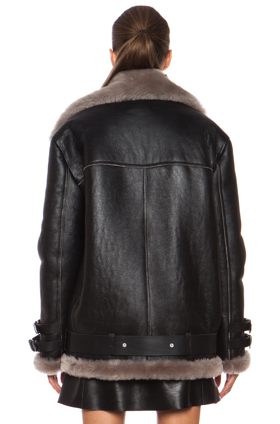 Acne Studios Velocite Leather Jacket in Black & Stone | FWRD