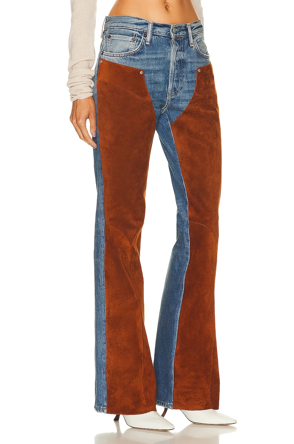 Acne Studios Two Tone Pant in Mid Blue | FWRD