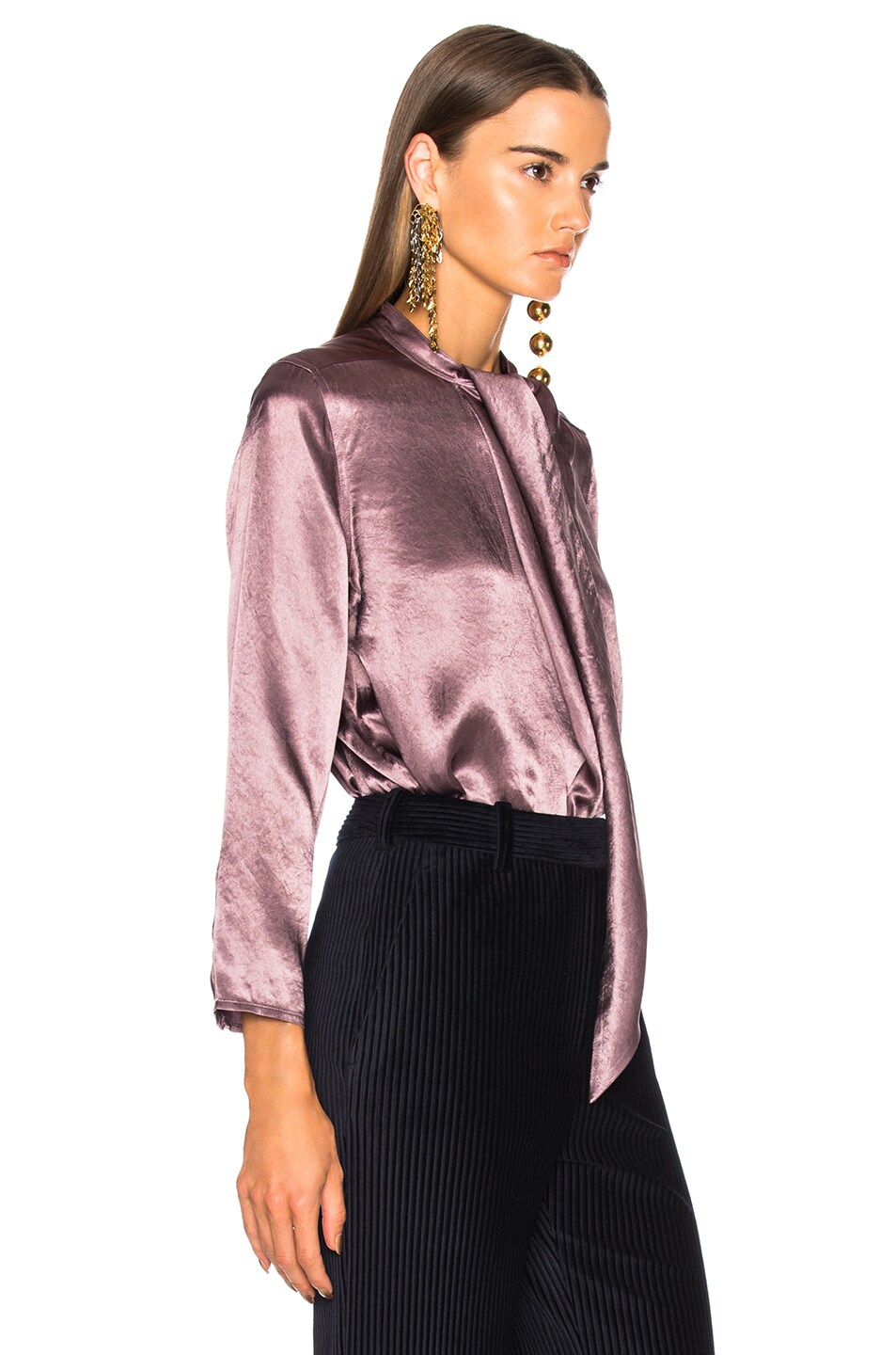 Acne Studios Bodil Satin Blouse in Dusty Purple | FWRD