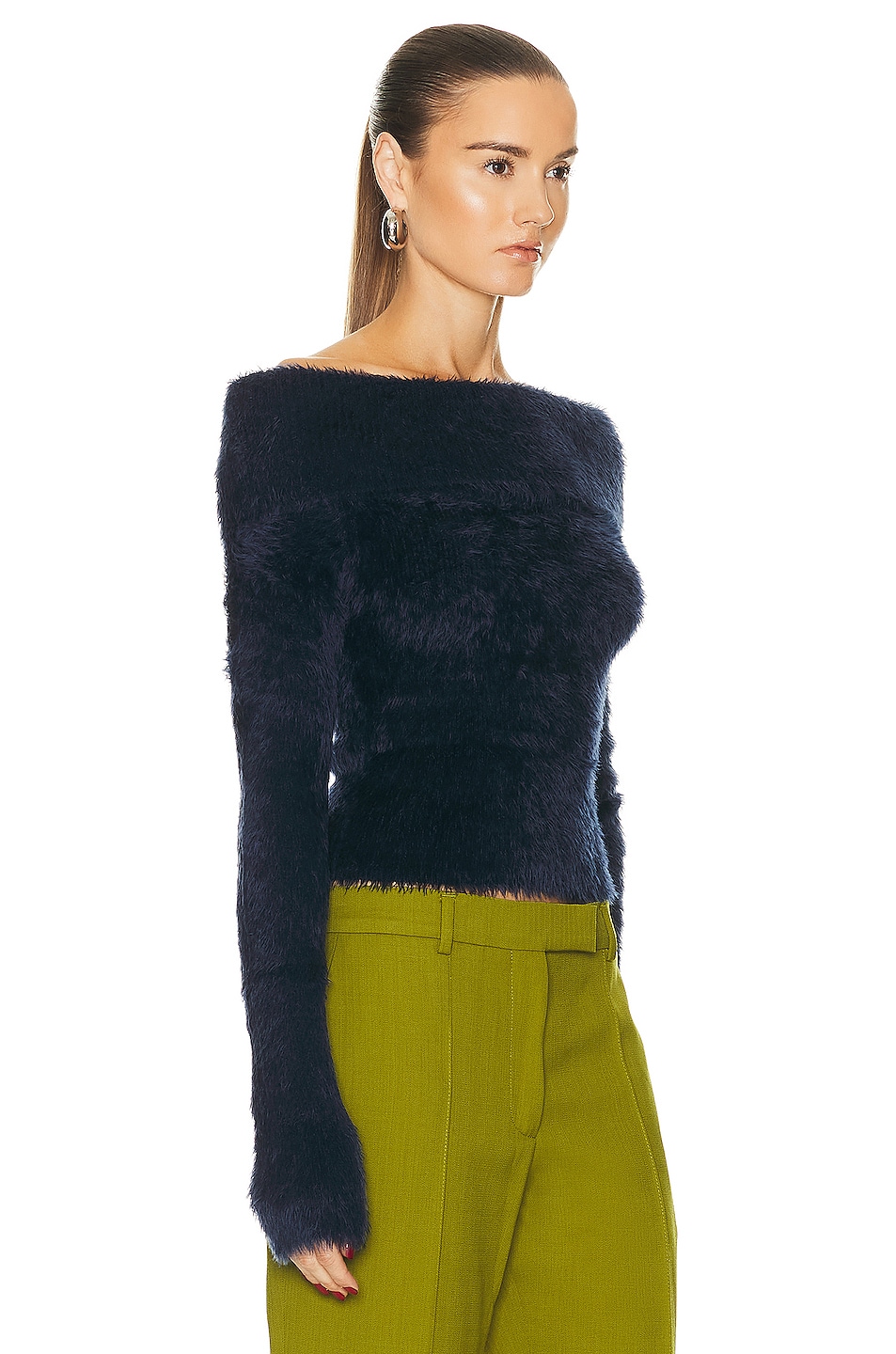 Acne Studios Long Sleeve Crop Top in Dark Navy | FWRD