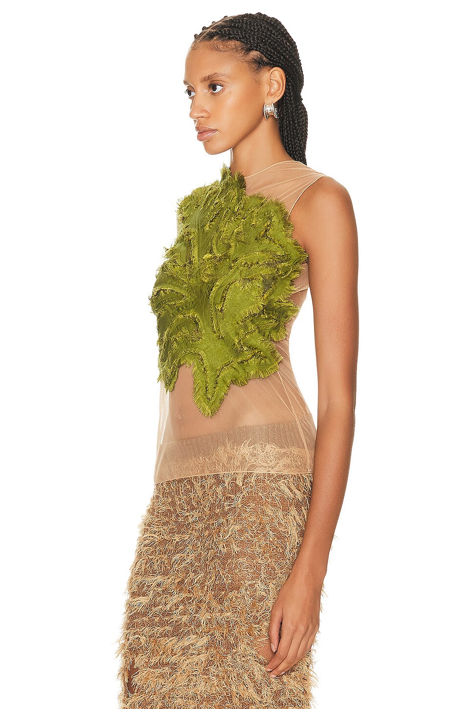 Acne Studios Mesh Sleeve Top in Green | FWRD