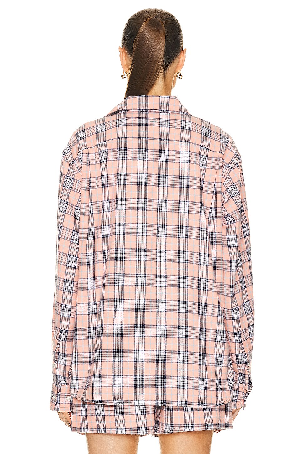 Acne Studios Face Flannel Shirt in Pink & Blue | FWRD