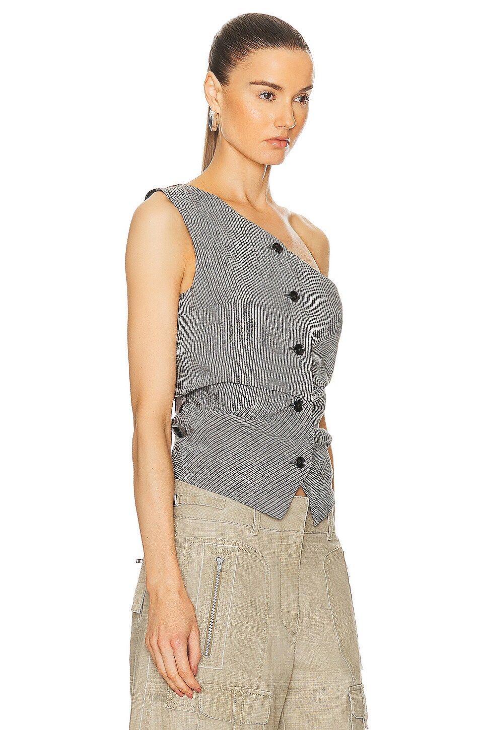 Acne Studios One Shoulder Vest in Grey Melange | FWRD