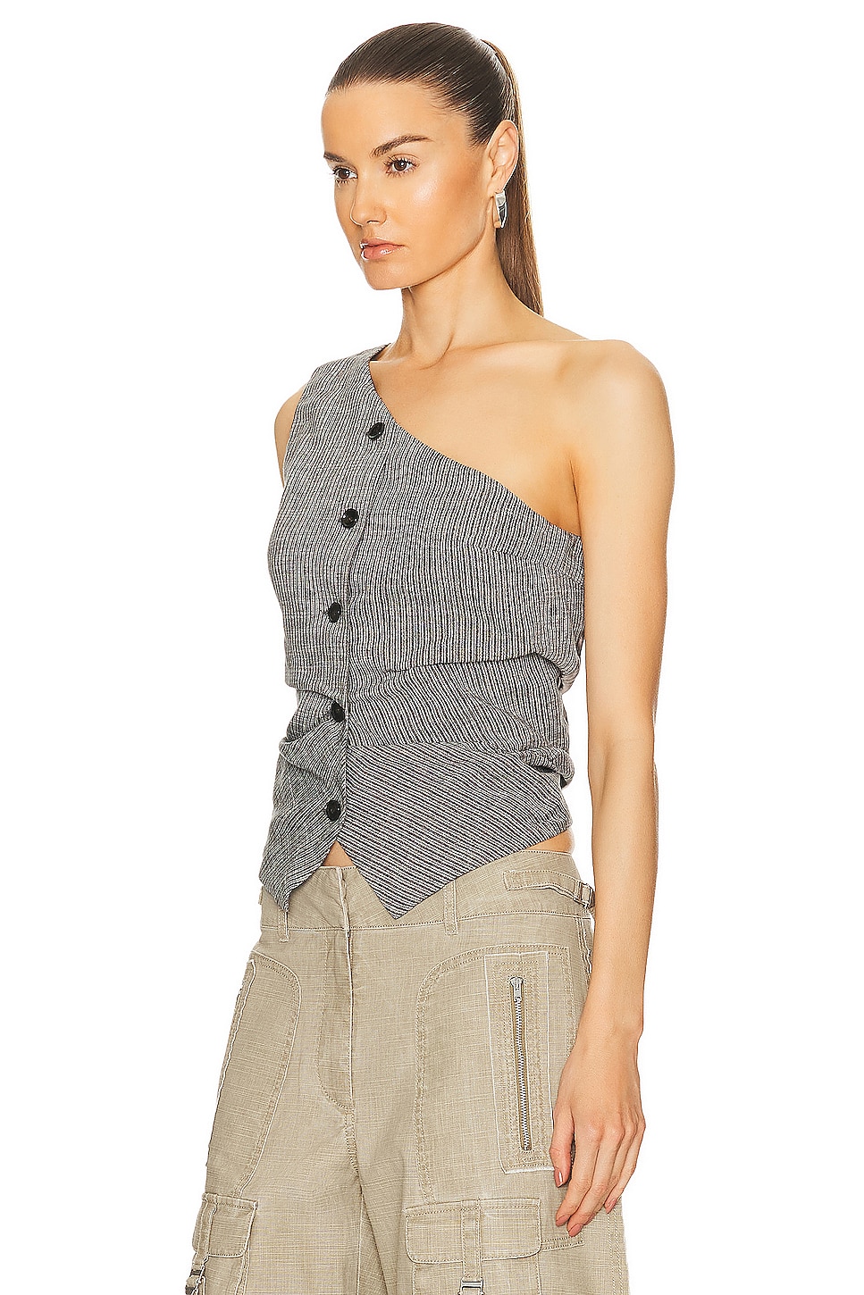 Acne Studios One Shoulder Vest in Grey Melange | FWRD