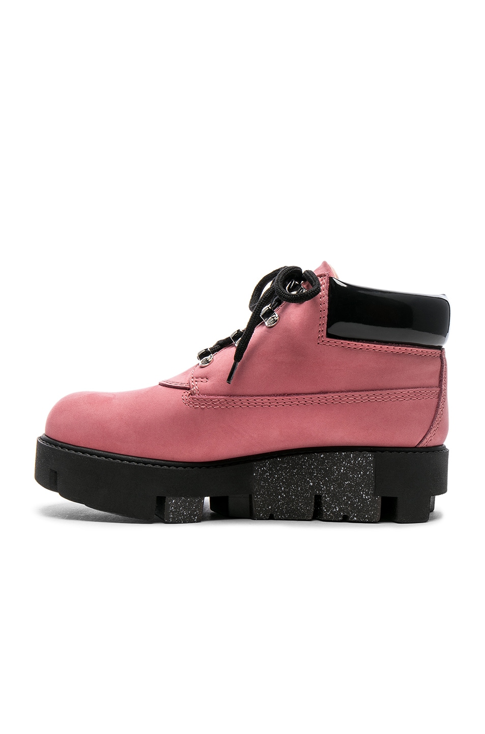 Acne Studios Tinne Leather Boots in Bubble Pink & Black | FWRD