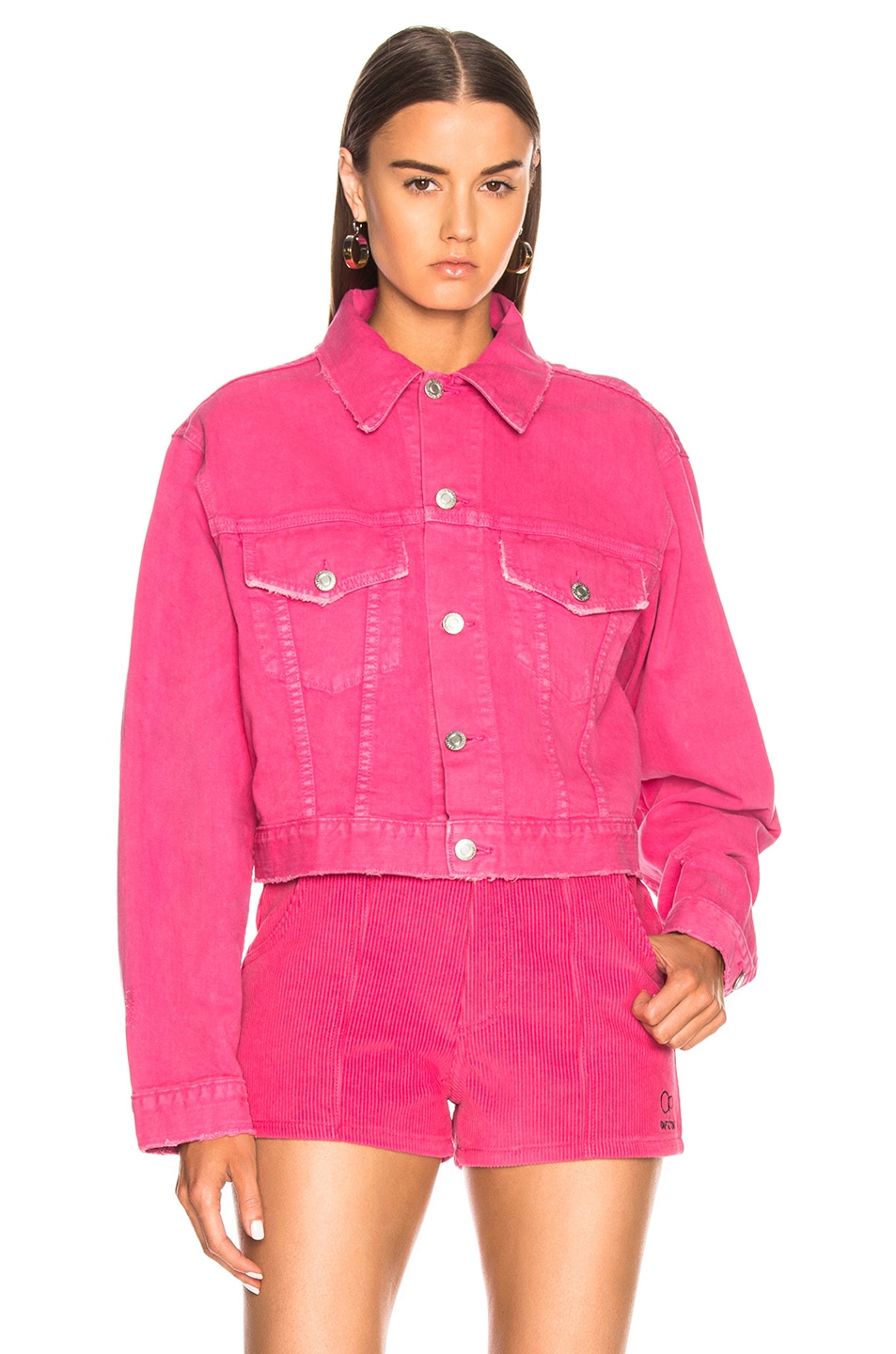Adaptation Crop Denim Jacket in Hot Pink | FWRD