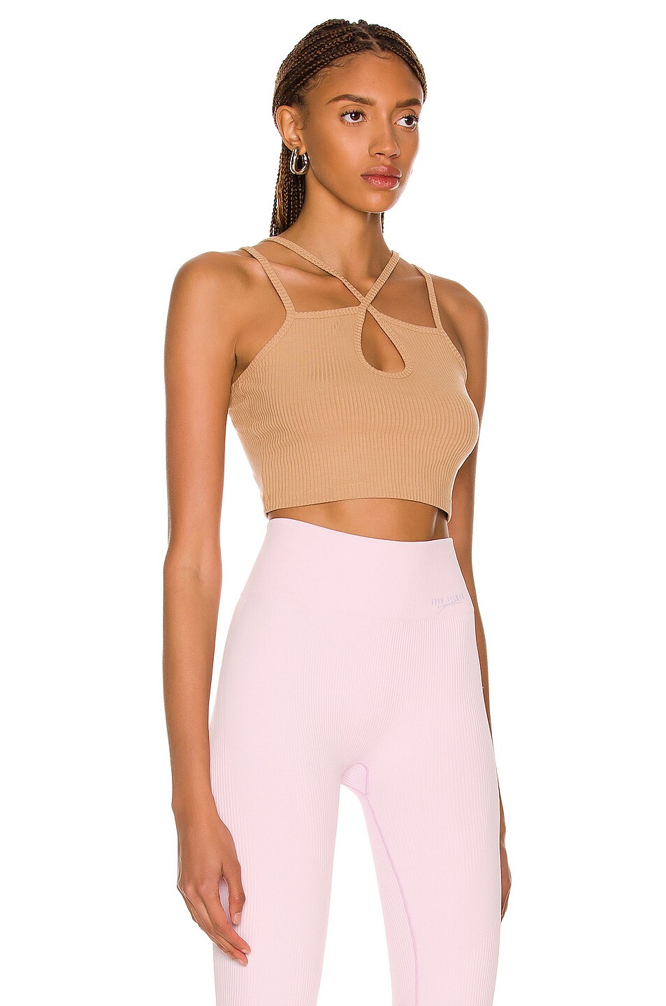 Adam Selman Sport Seamless Keyhole Rib Tank in Chino | FWRD