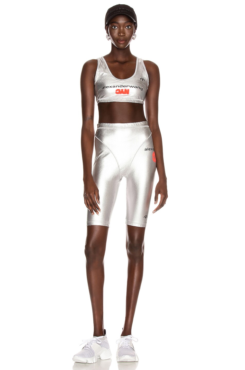 adidas by Alexander Wang Silver Bra Top in Silver Metallic | FWRD