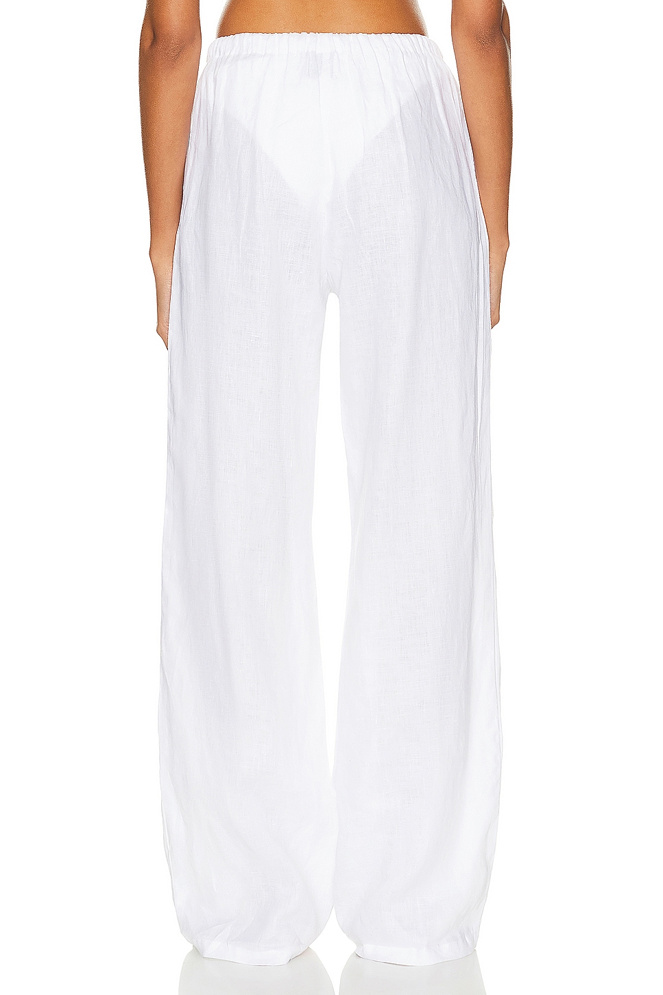 AEXAE Linen Drawstring Trouser in White | FWRD