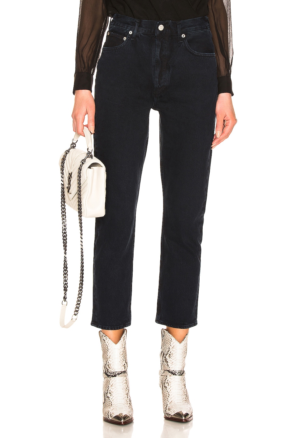 AGOLDE Riley High Rise Straight Crop in Satellite | FWRD