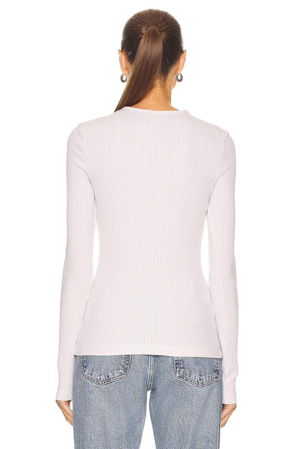 AGOLDE Lyza Cut Out Rib Top in Powder | FWRD