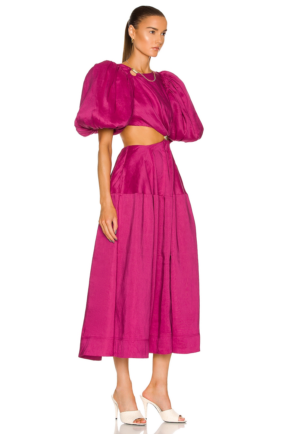 Aje Vanades Cut Out Ring Midi Dress in Fuchsia | FWRD