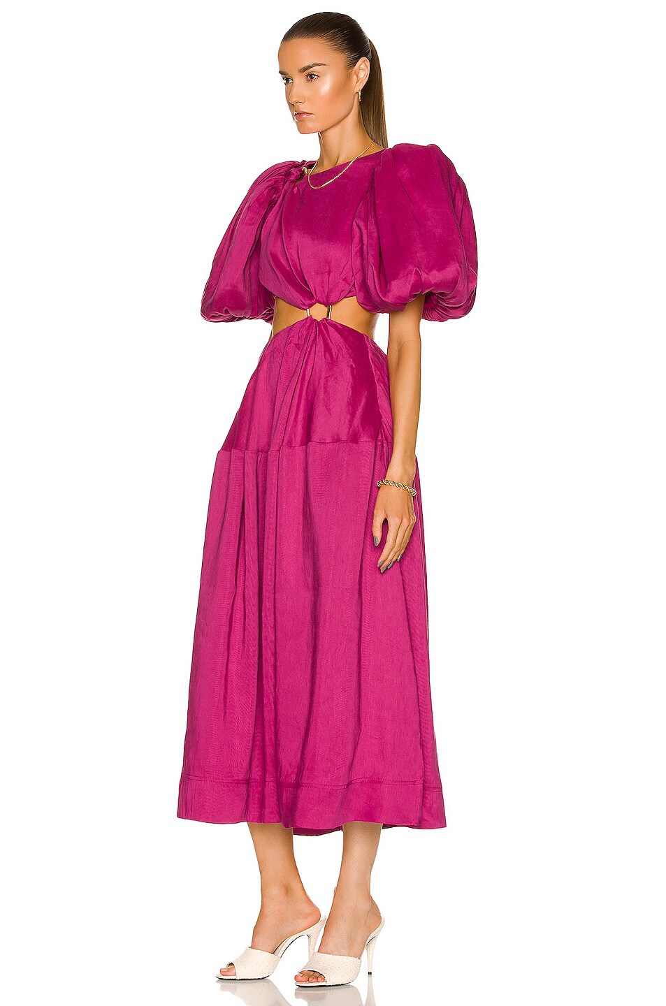 Aje Vanades Cut Out Ring Midi Dress in Fuchsia | FWRD