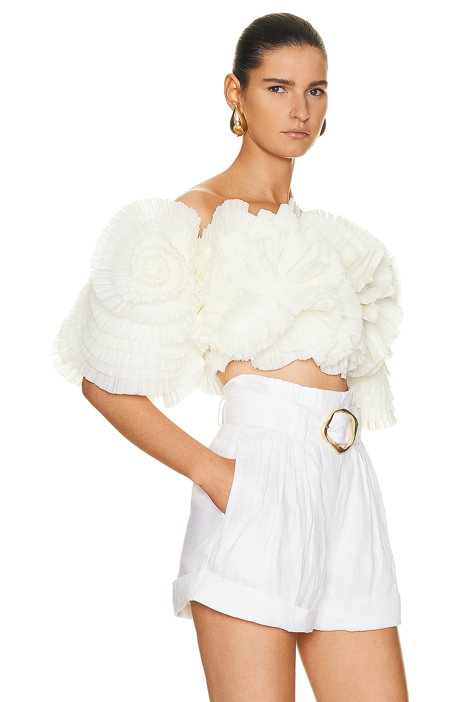 Aje Expressive Pleated Top in Ivory | FWRD