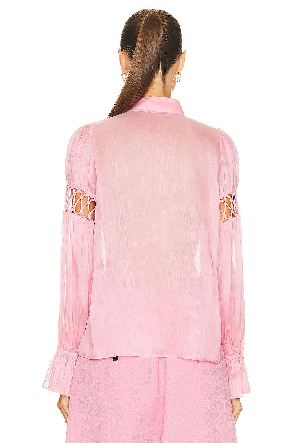 Aje Auguste Frill Cuff Blouse in Ballet Pink | FWRD