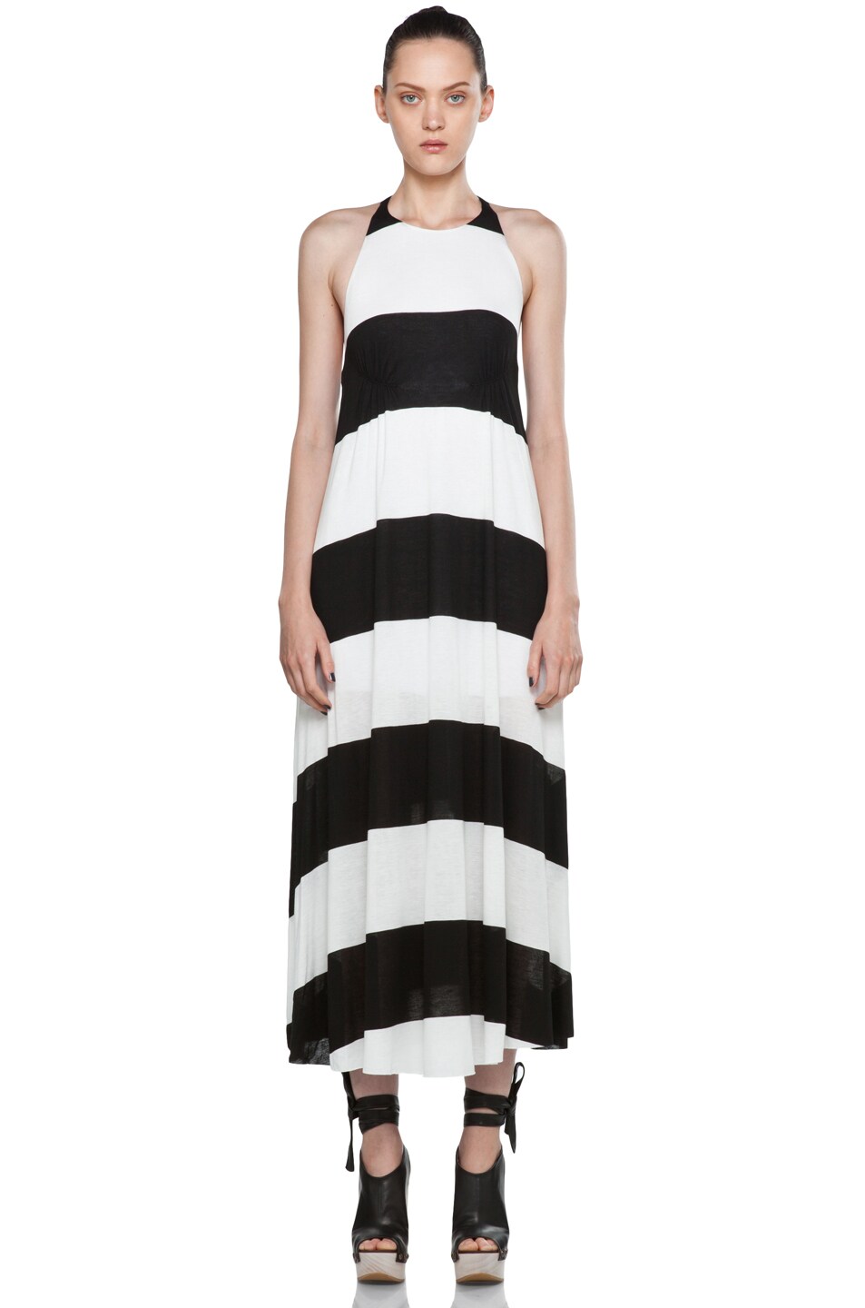 A.L.C. Helena Stripe Dress in White & Black | FWRD
