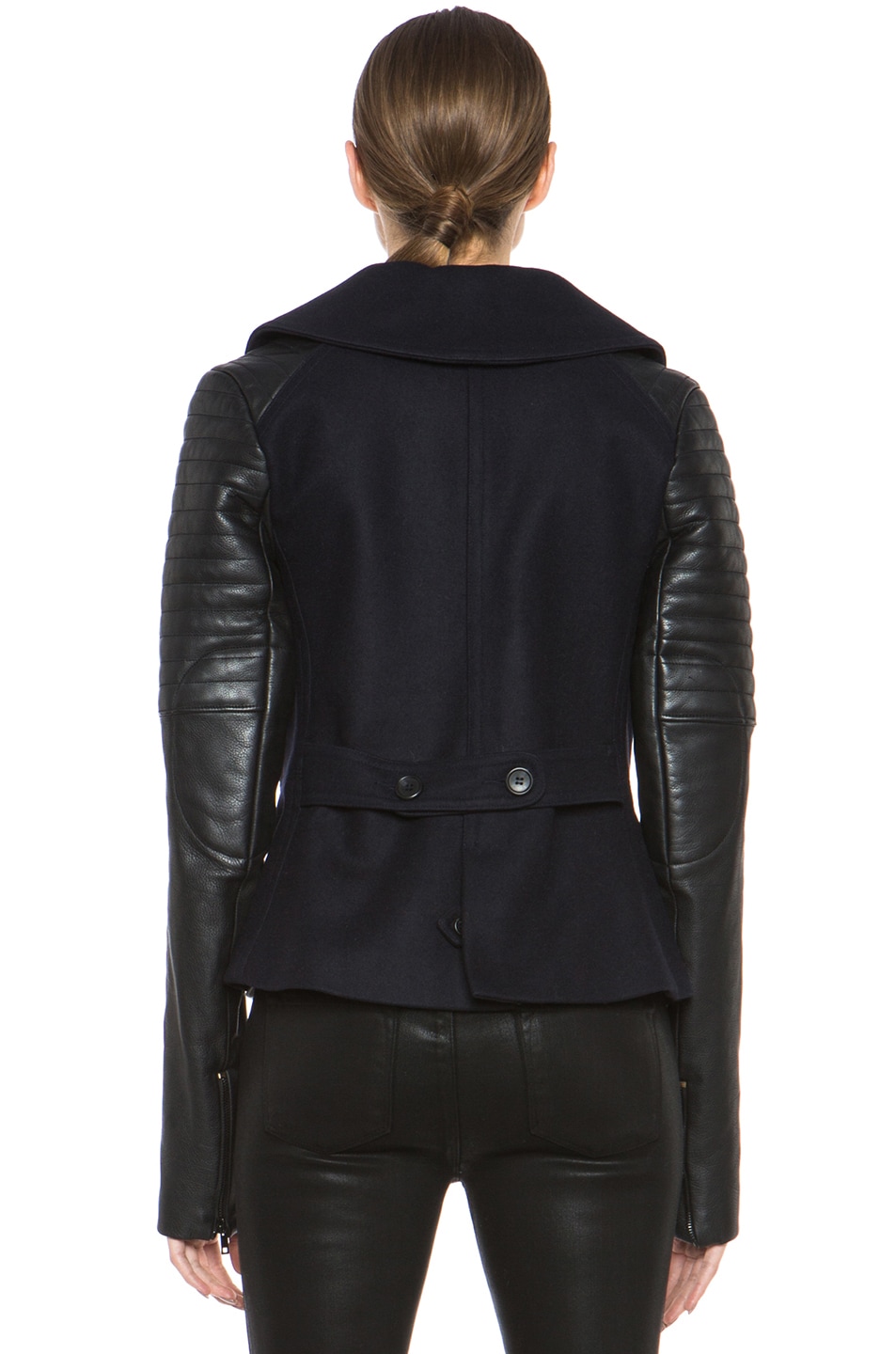 A.L.C. Pescod Wool Leather Jacket in Navy | FWRD